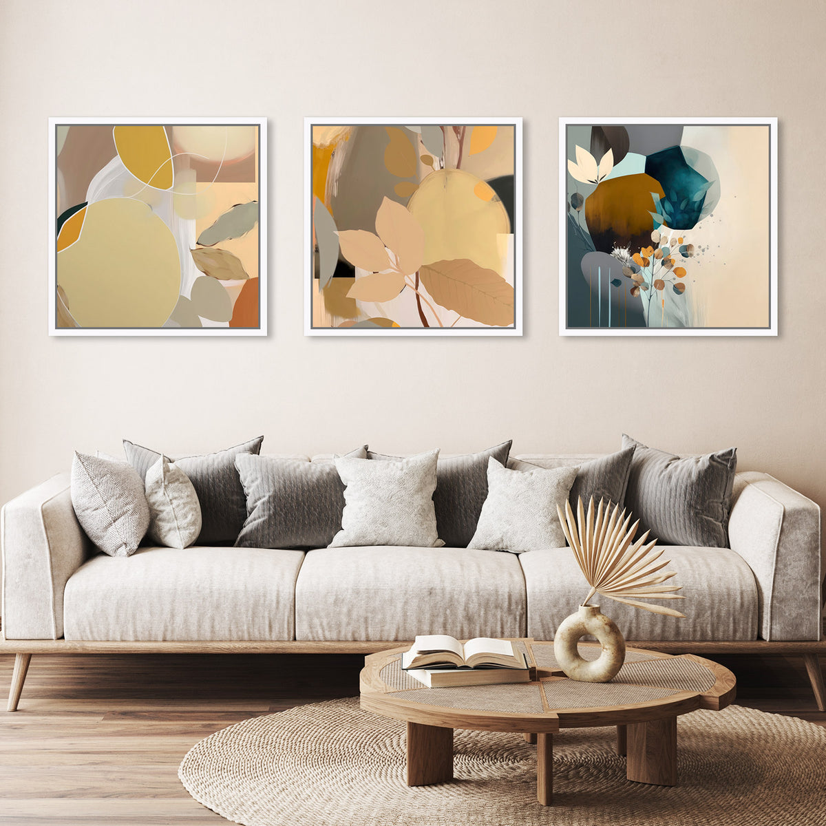 Abstract Shaped Bliss, Art Trio, by Bella Eve – Zokis Canvas Art