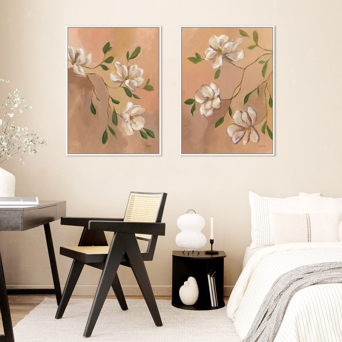 Blushing Magnolia, Art Duo, by Haley Knighten – Zokis Canvas Art
