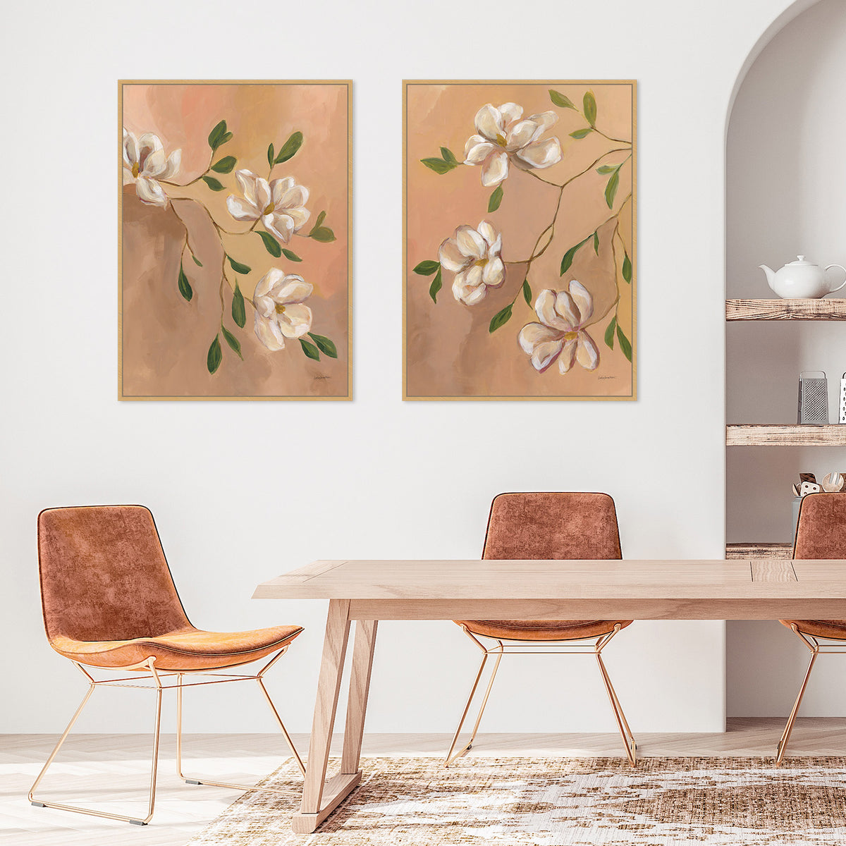 Blushing Magnolia, Art Duo, by Haley Knighten – Zokis Canvas Art
