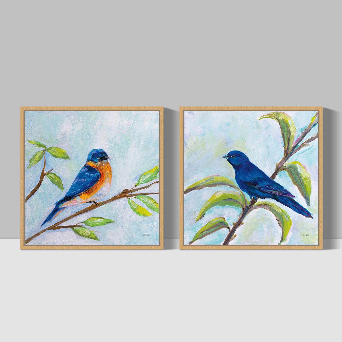 Bluebird, Art Duo, by Jeanette Vertentes – Zokis Canvas Art